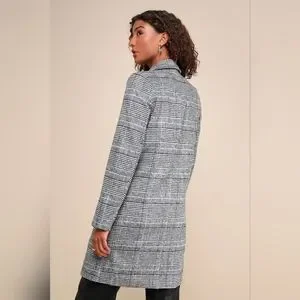 Lulus | Jackets & Coats | Lulus Chilly Out Black And White Glen Plaid ...